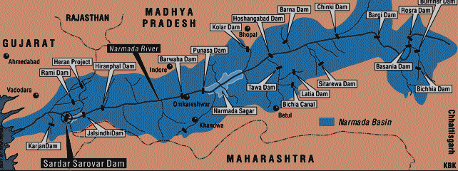 Narmada River Route Map