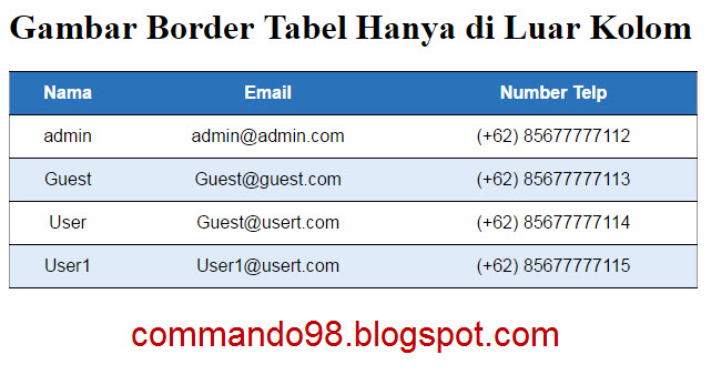 Cara Membuat Border Tabel Hanya di Tepi Luar Dengan Style CSS dan HTML