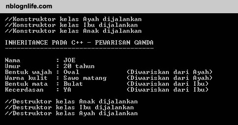 C++ - Inheritance (Pewarisan Bertingkat dan Pewarisan Ganda) - nblognlife
