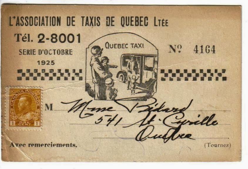 Montréal Taxi Blog: L'Association de Taxis de Québec Ltée - 1925
