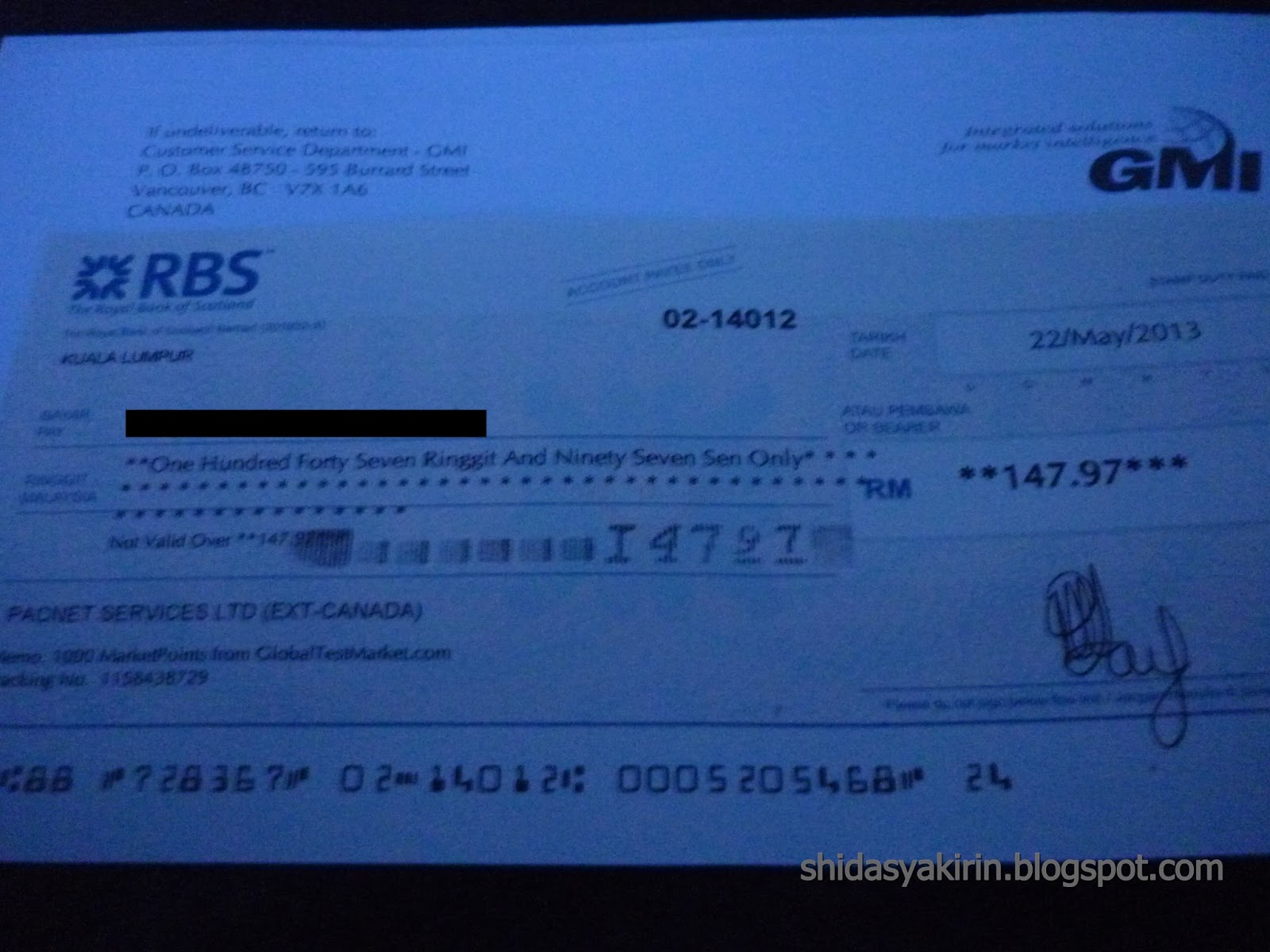 shidasyakirin: Cheque #3 | GlobalTestMarket