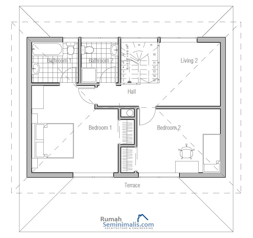 Denah Rumah Type 80 2 Lantai Denah 8x15 Ukuran Rumahminimalispro ...