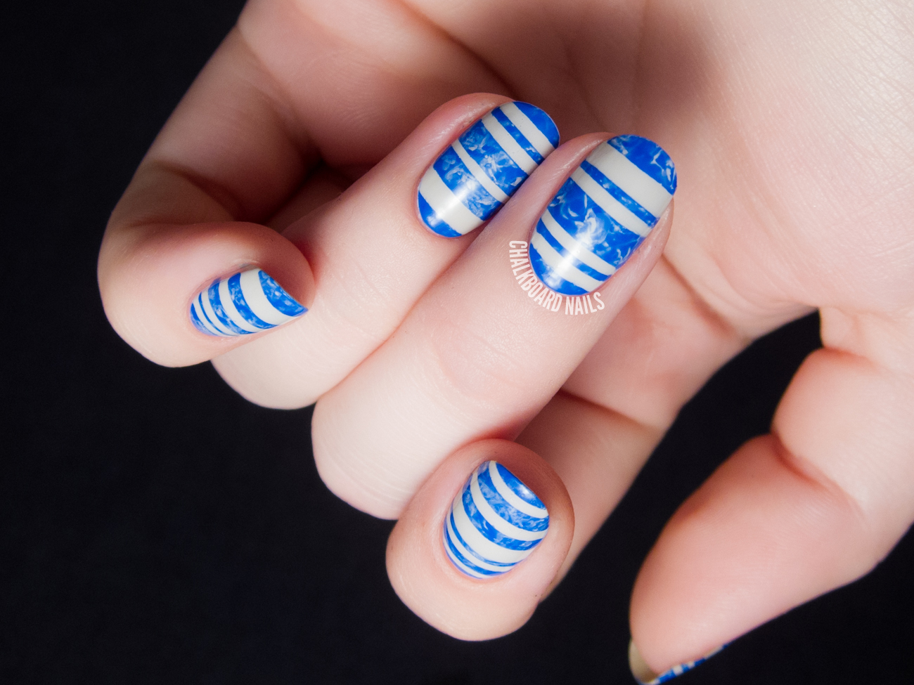 Marbled Blue Swimming Pool Stripes | Chalkboard Nails | Phoenix ...
