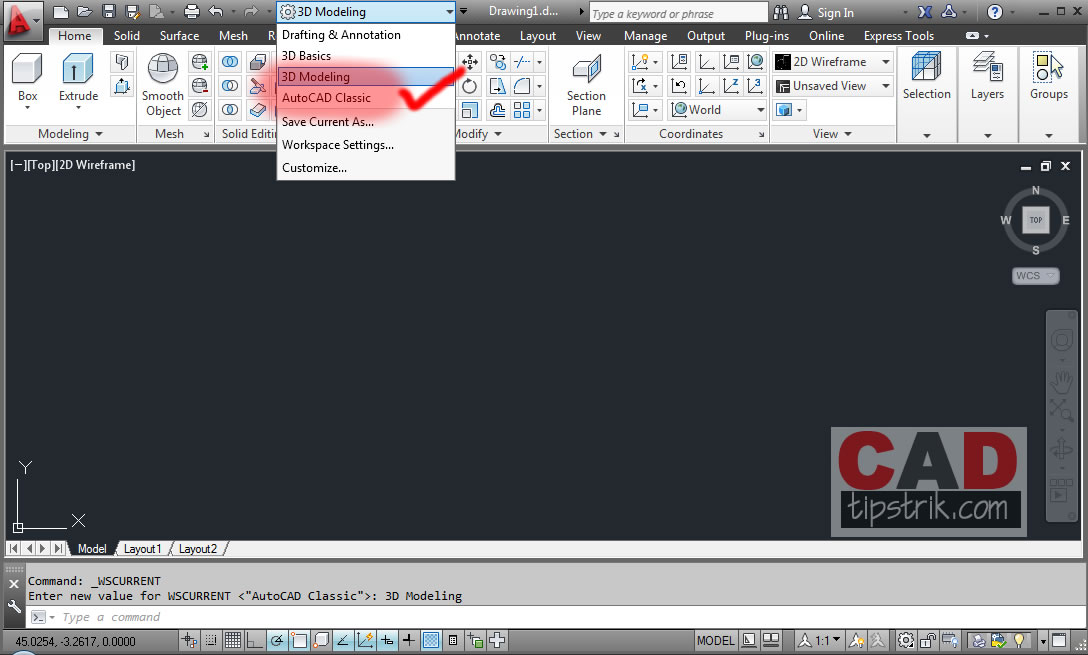 Cara Merubah Interface AutoCAD 2013 3D Modeling ke AutoCAD Classic ...