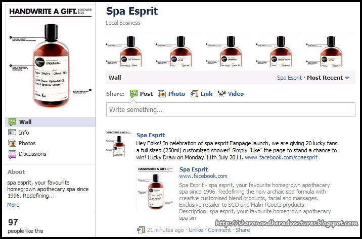 Sharon and her adventures...: [Giveaway] Spa Esprit Facebook Fanpage ...