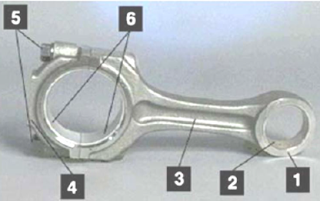 Komponen engine batang torak dan bagian connecting rod