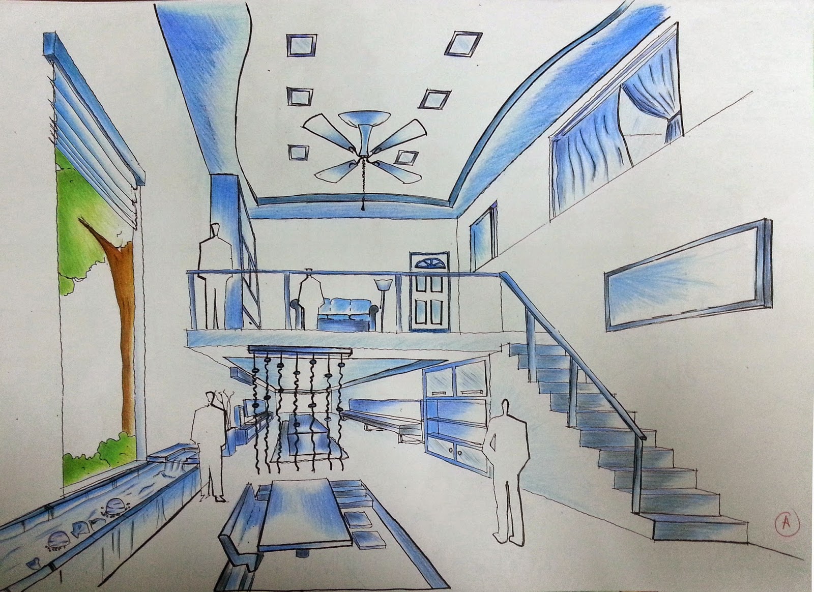 HUMAN FIGURE AND PLANTS ( INTERIOR )