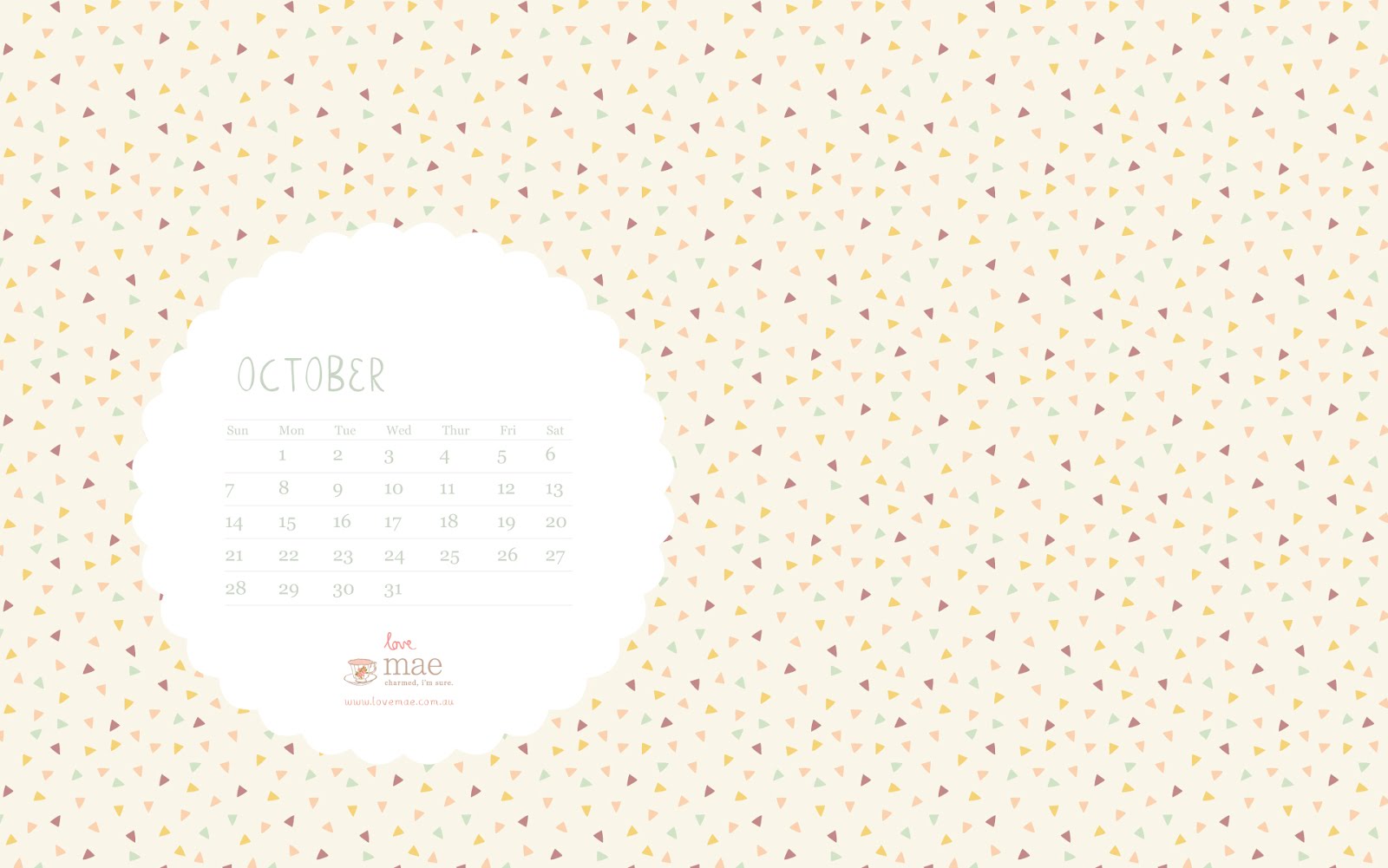 Hello October - Free Desktop Calendar from Studio of Mae! | Art And Chic