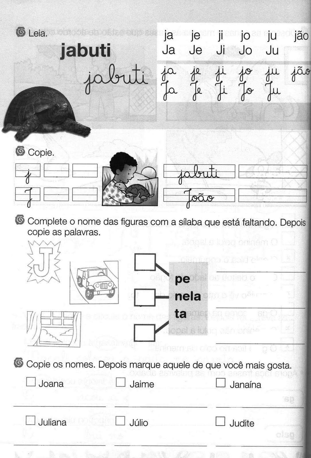 Pedagogas da paz: Atividade Com Sílaba JA JE JI JO JU JÃO