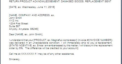 Apology Replacement Damaged Goods Letter