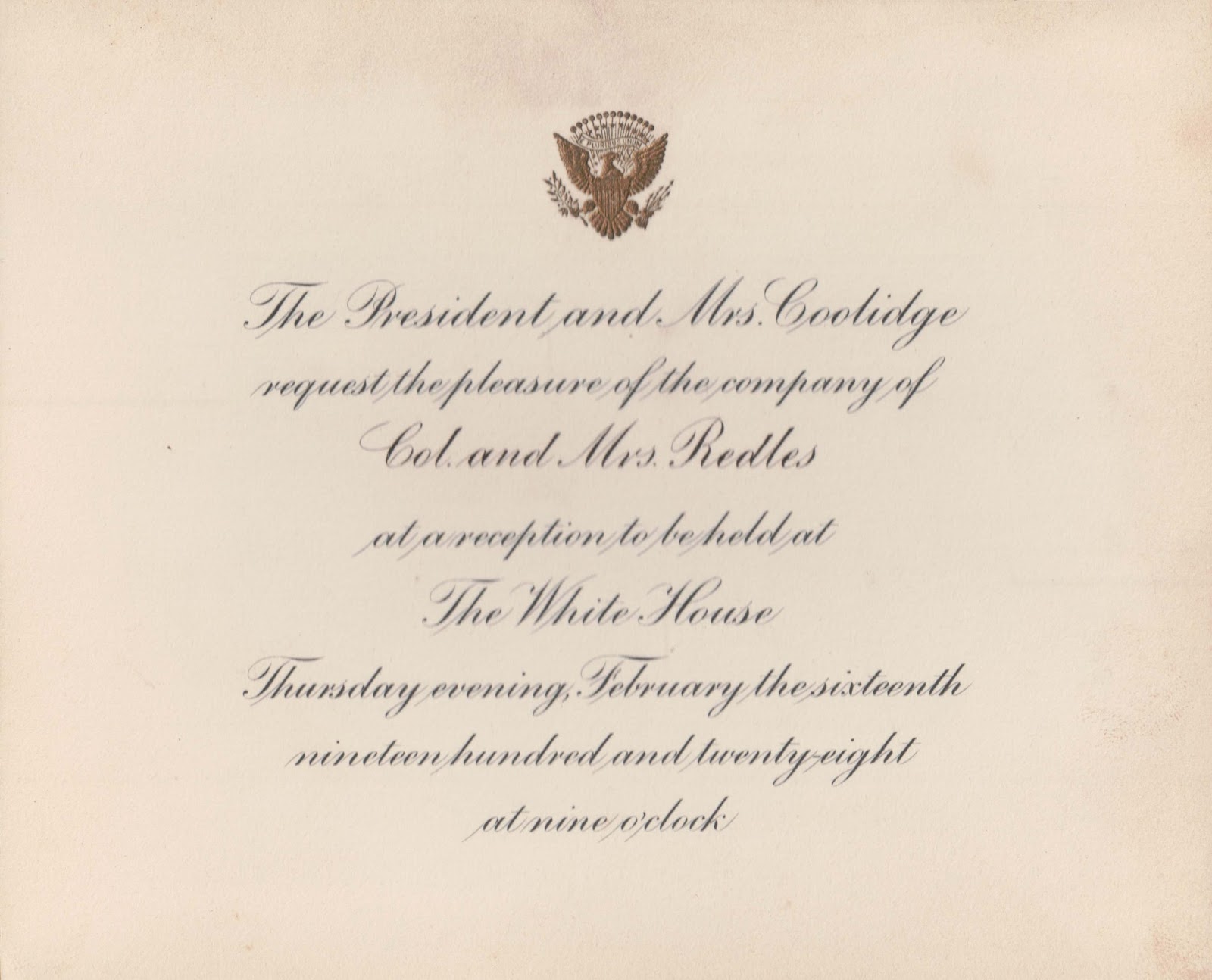 The Pendleton Genealogy Post: An Invitation to the White House
