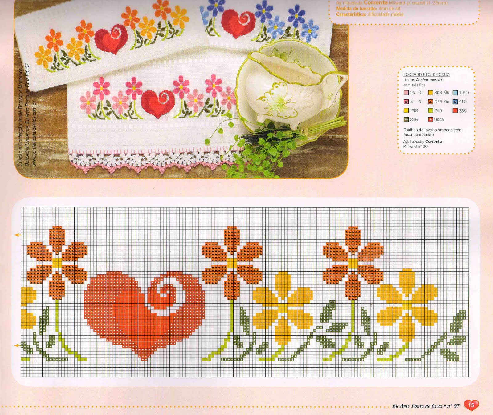 Ponto Cruz Coração Com Flores - FDPLEARN