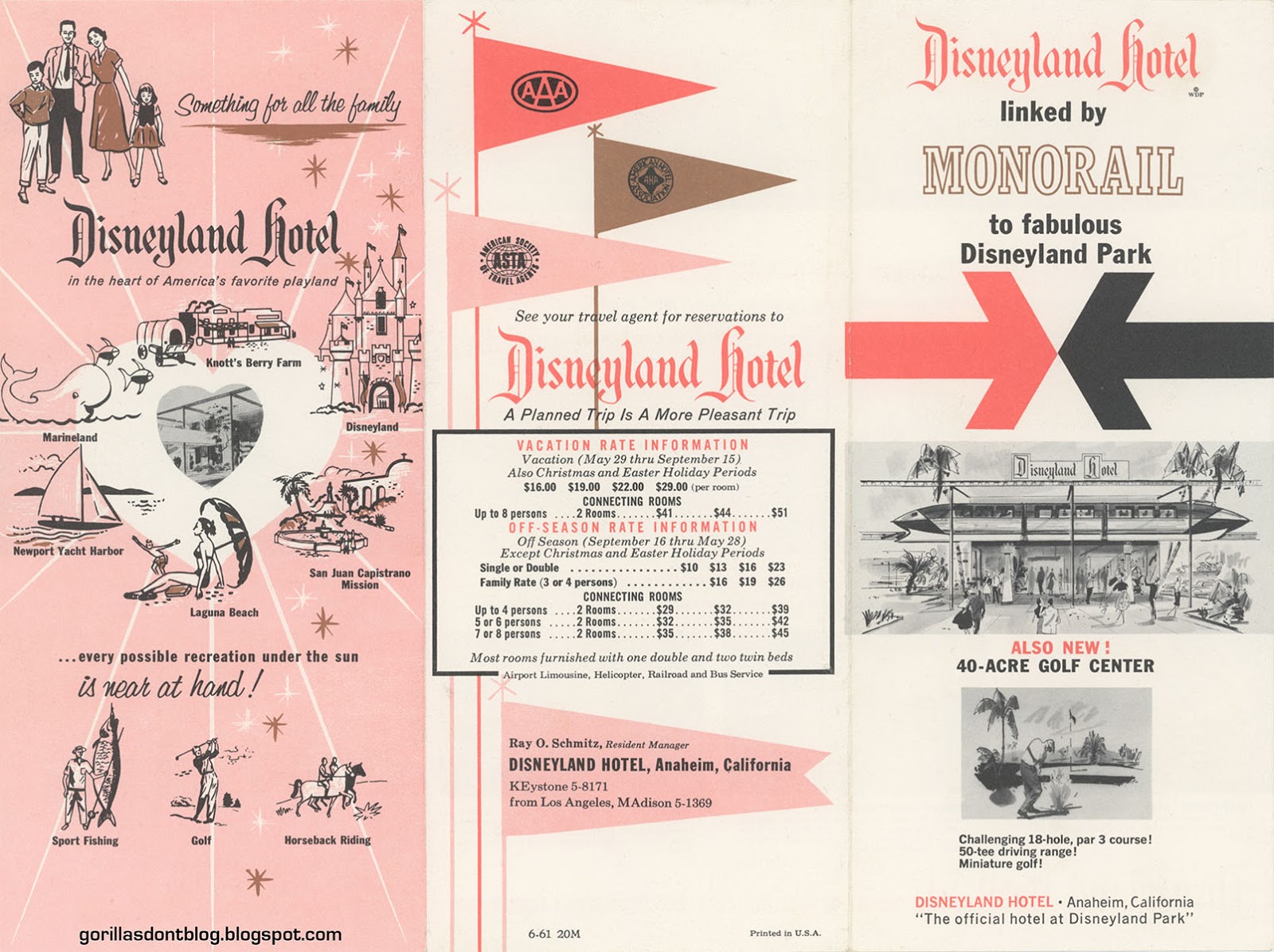 GORILLAS DON'T BLOG: Disneyland Hotel Brochure, 1961