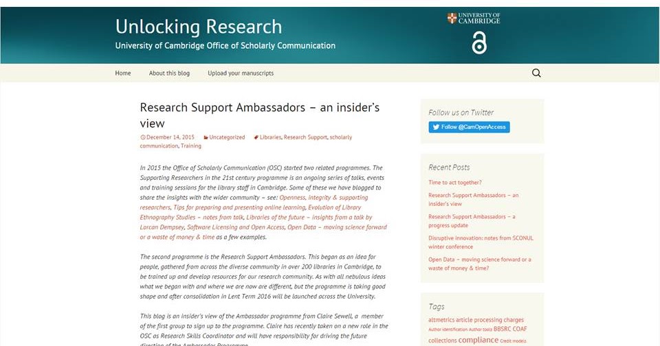 Librarian in Training: Research Ambassadors Programme