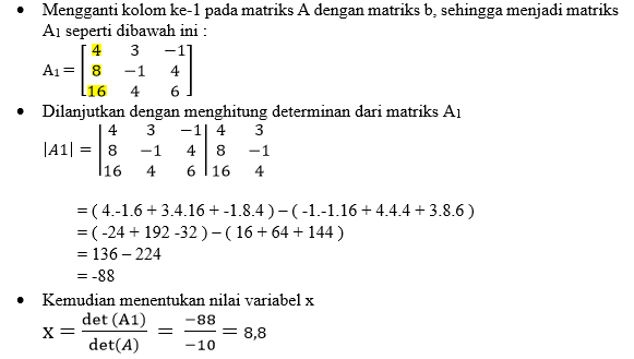 Metode Eliminasi Gauss, Gauss-Jordan, Sarrus dan Cramer