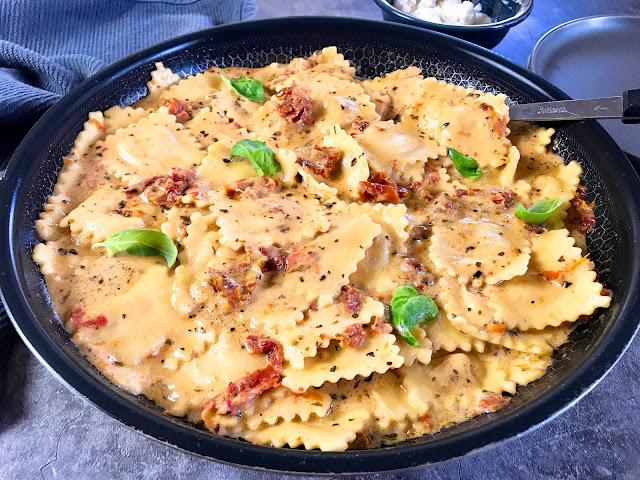 Ravioli with Sun Dried Tomato Cream Sauce