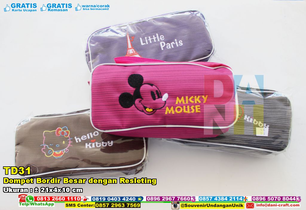 Dompet Bordir Besar Dengan Resleting | Souvenir Pernikahan