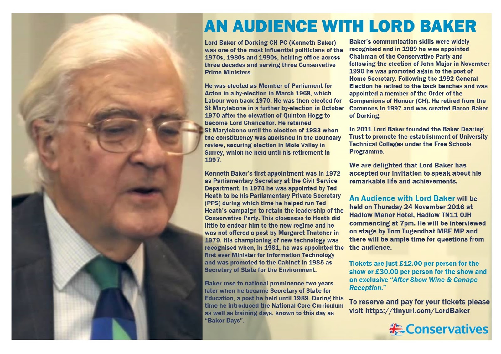 Conservative Events : An Audience with Lord Baker of Dorking