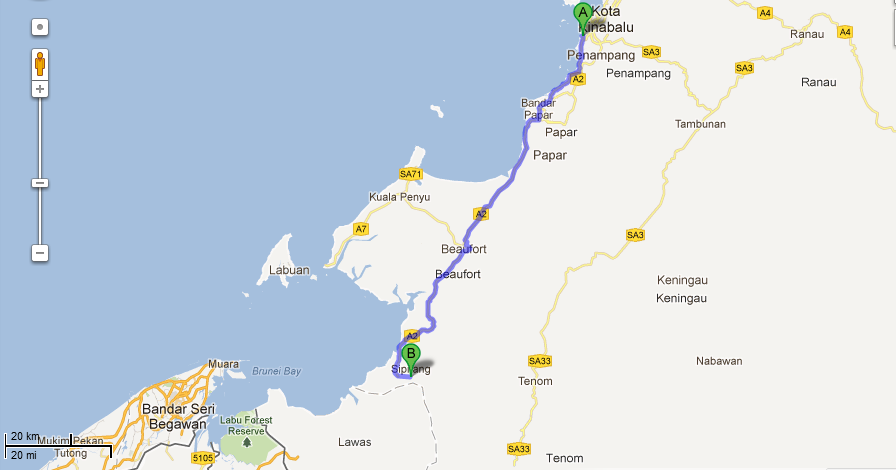 Driving directions to Sipitang, Sabah ~ Land Below The Wind