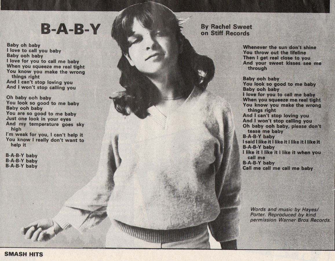 Rachel Sweet: Baby. Smash Hits 1979