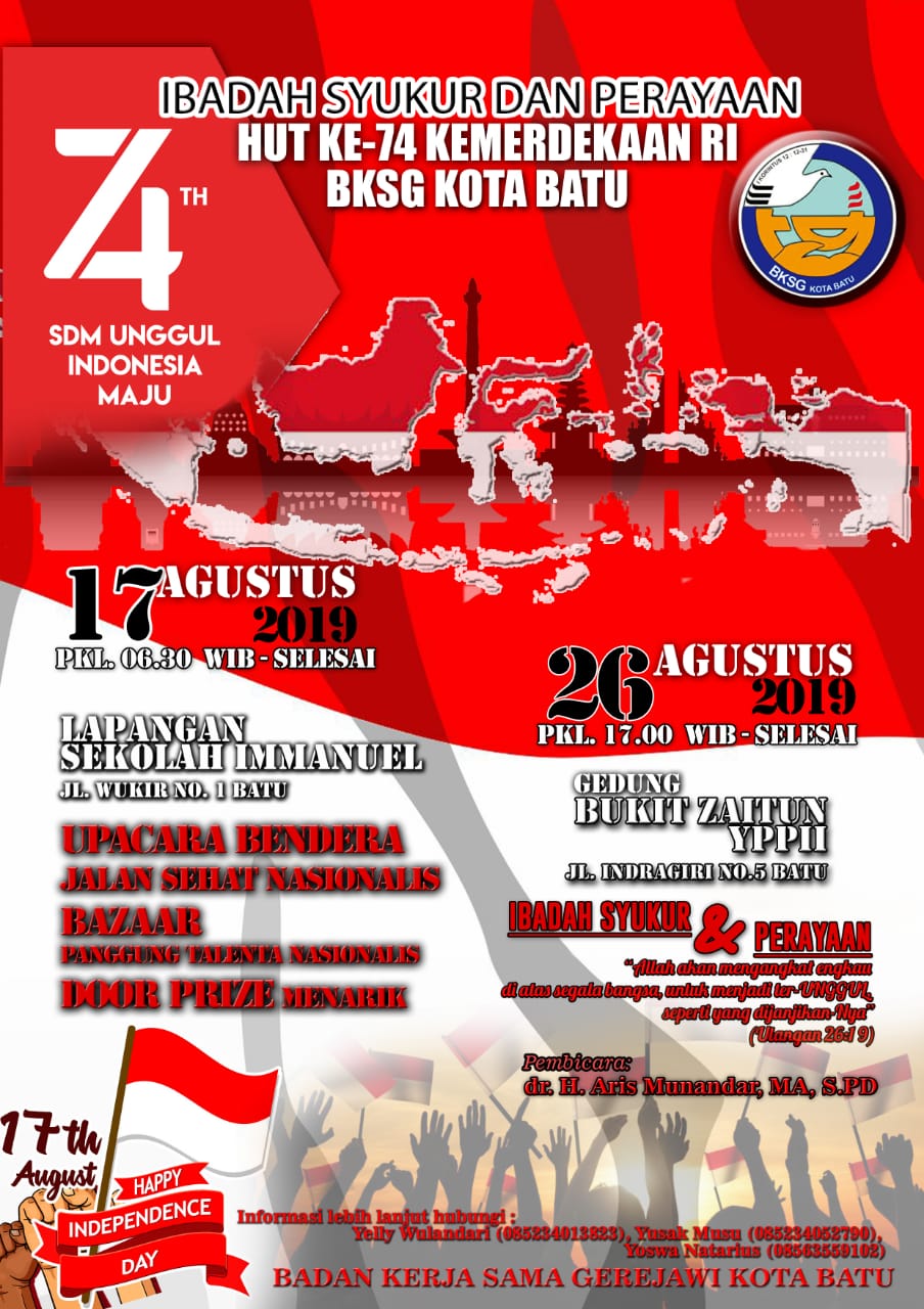 UPACARA 17 AGUSTUS 2019 Bersama Masyarakat Kota Batu - KB IMMANUEL BATU