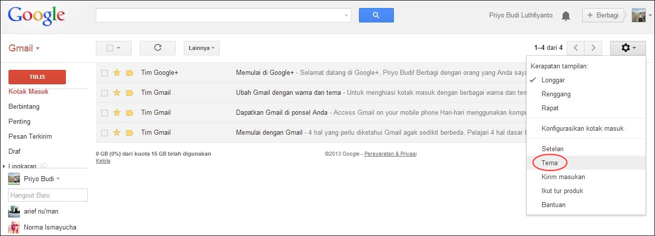 TUTORIAL Cara mengganti tema email pada gmail - BenolArt