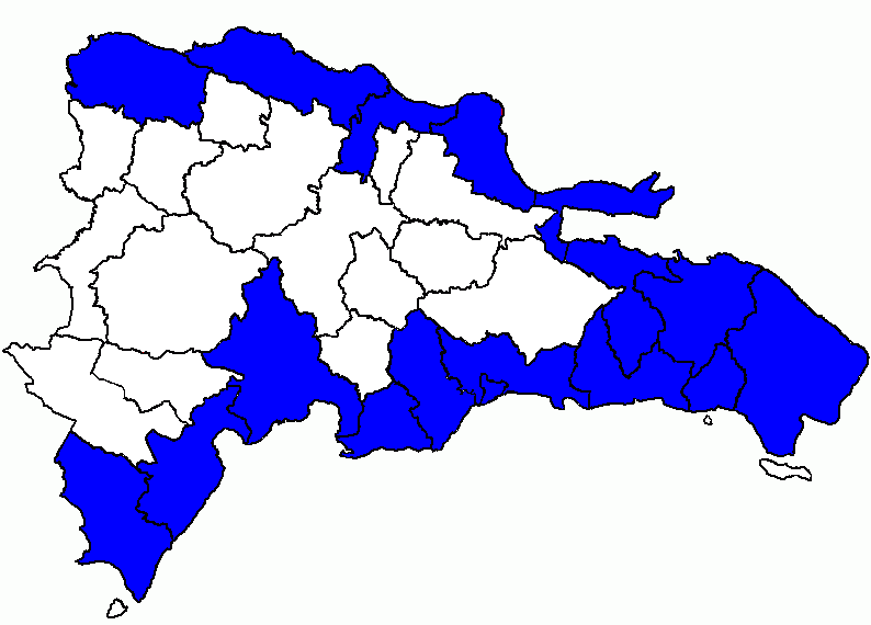 División territorial actual de la República Dominicana.