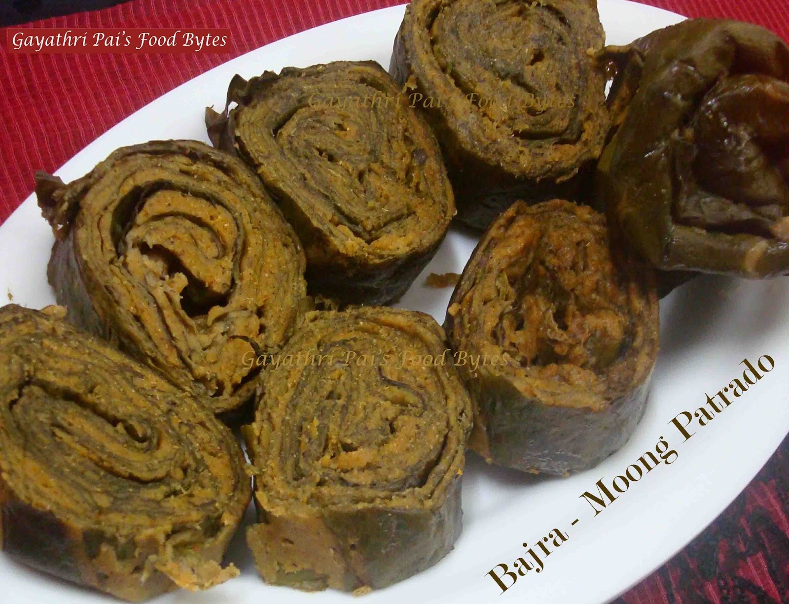 Gayathri Pai's Food Bytes: Bajra ~ Whole Green Moong Patrado (Colocasia ...