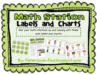 Peterson's Pad: Math Station Labels and Charts