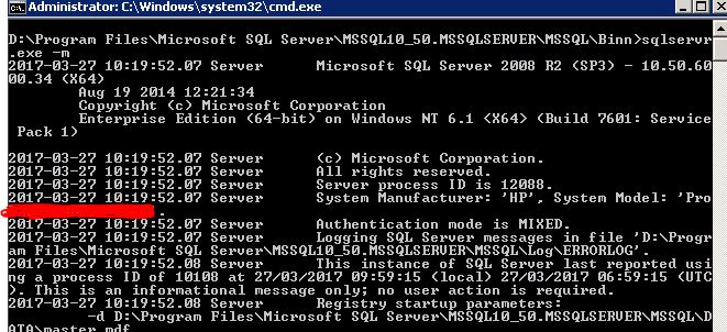 Start SQL Server in Single-User Mode