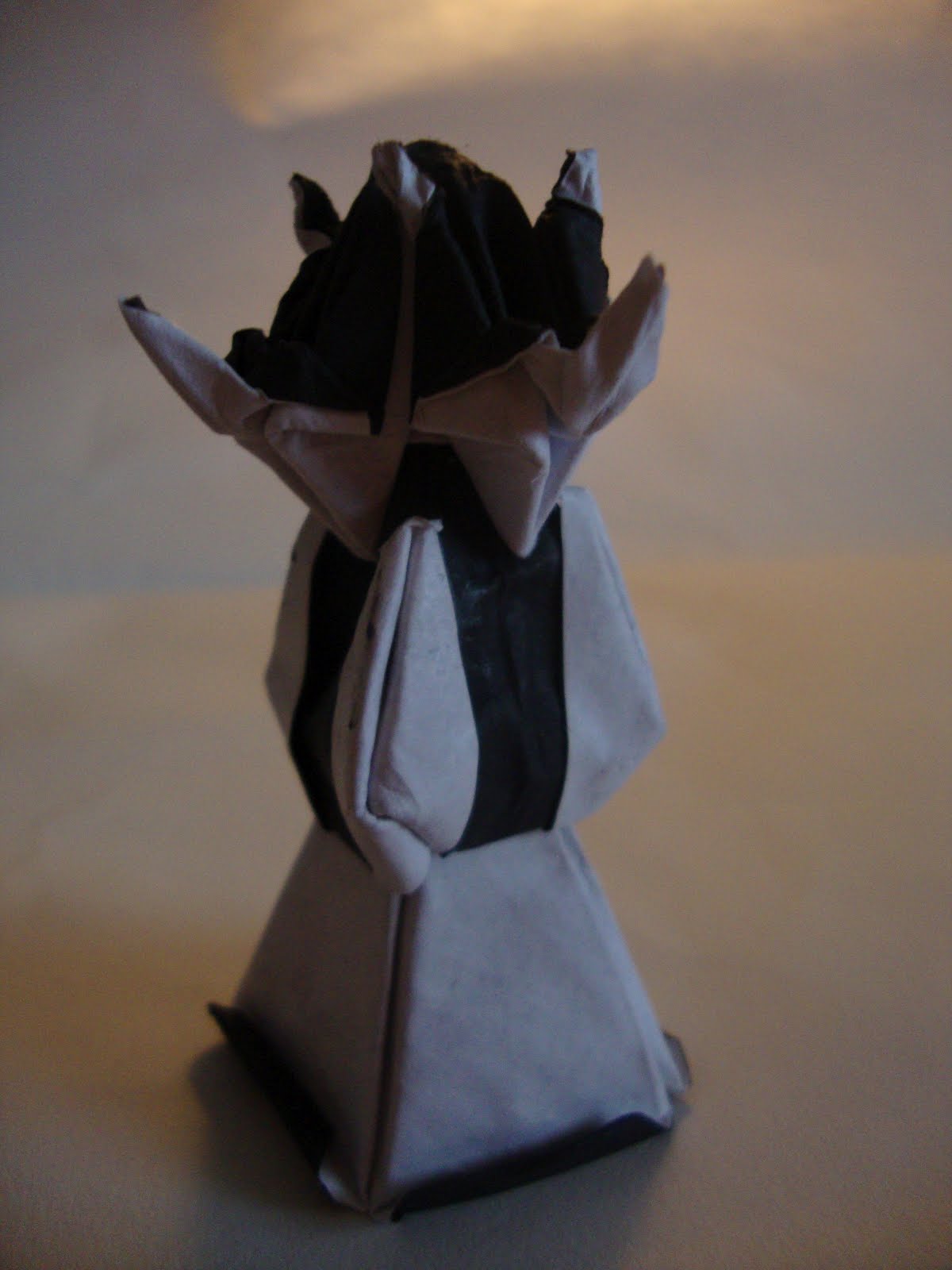 White Queen, King and Knight origami chess pieces