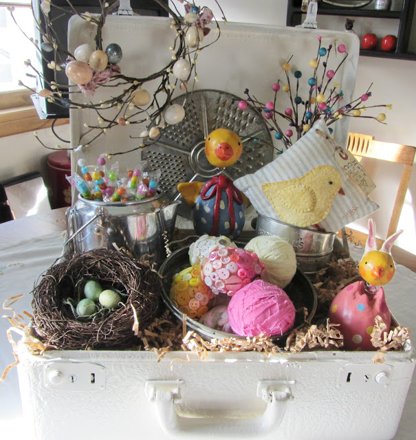 Easter Suitcase Vignette - Organized Clutter