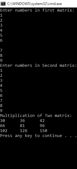 Java Programing Program To Multiply Two Matrix