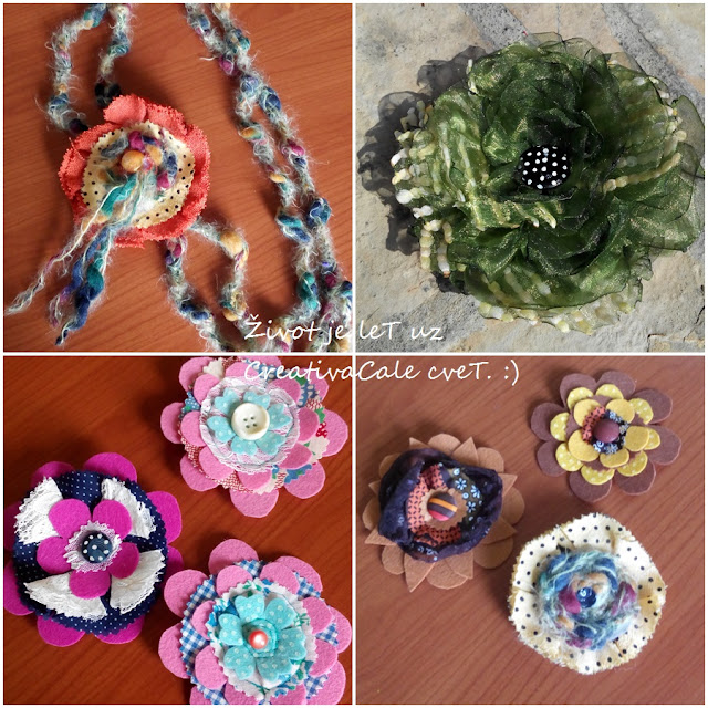 CreativaCale: Unikatni cvetovi 3 / handmade mix fabric flowers