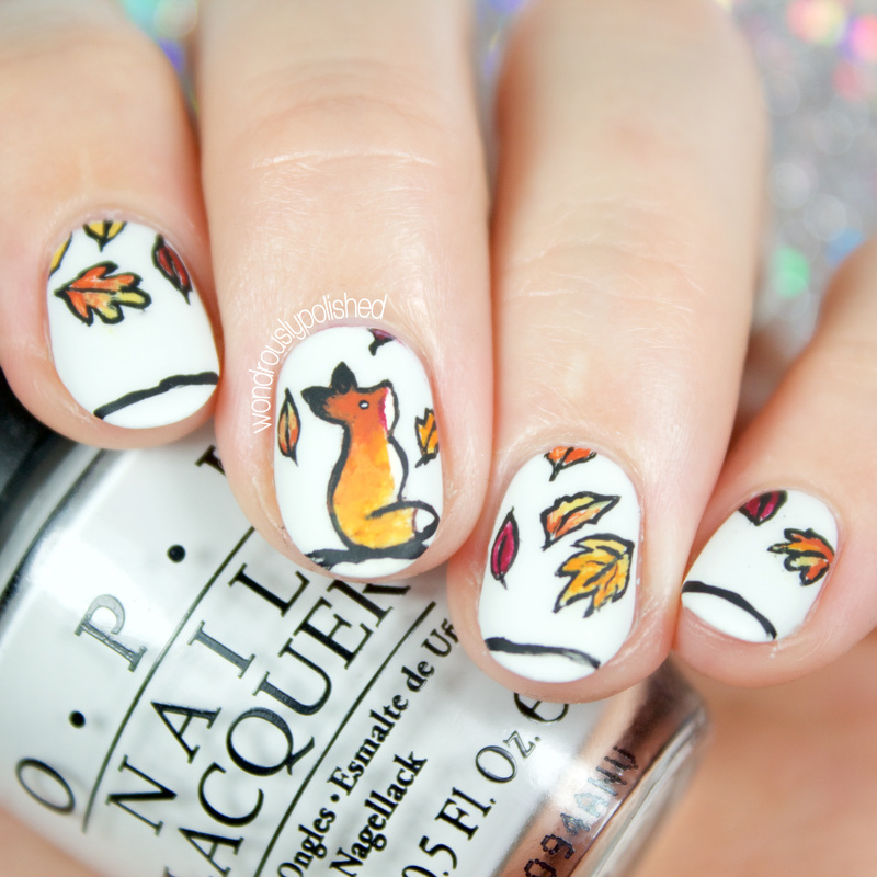Wondrously Polished: The Digital Dozen does Autumn - Day 3: Fox n' Leaves