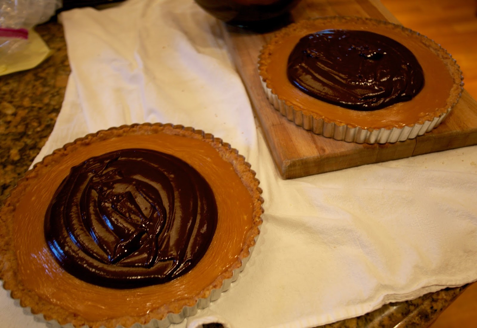 Caramel and Chocolate Turtle Tart