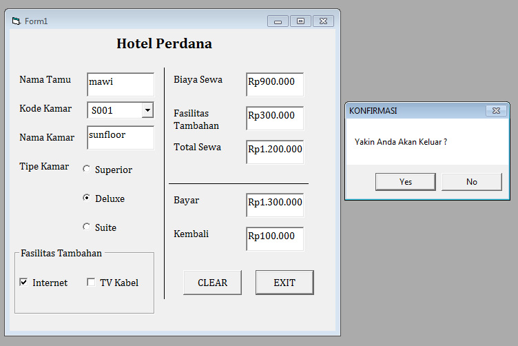 Membuat Program Reservasi Hotel Sederhana Menggunakan VB 6.0