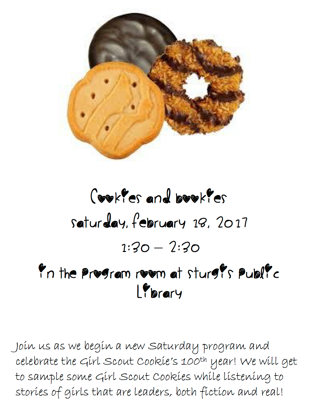 Sturgis Public Library: Cookies & Bookies (Saturday, February 18, 2017 ...