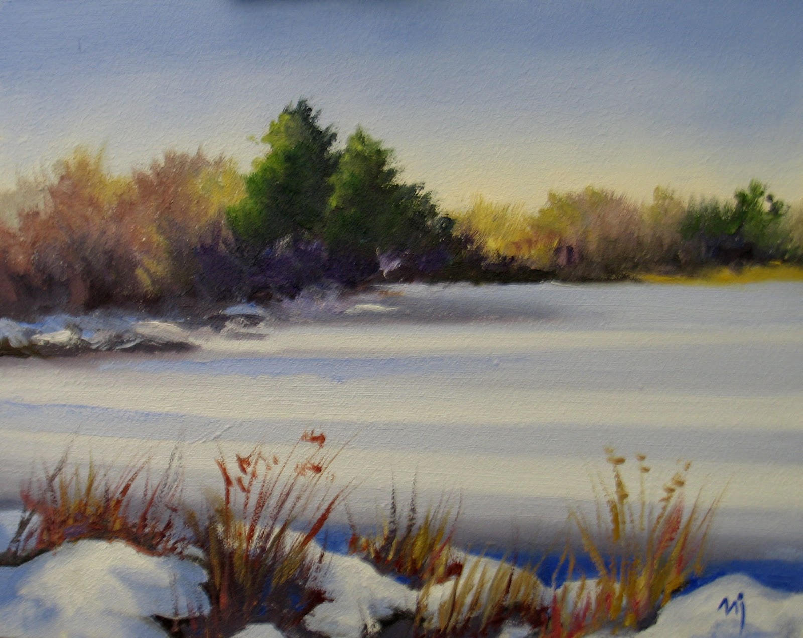 Nel's Everyday Painting: Snow Covered Pond - NA