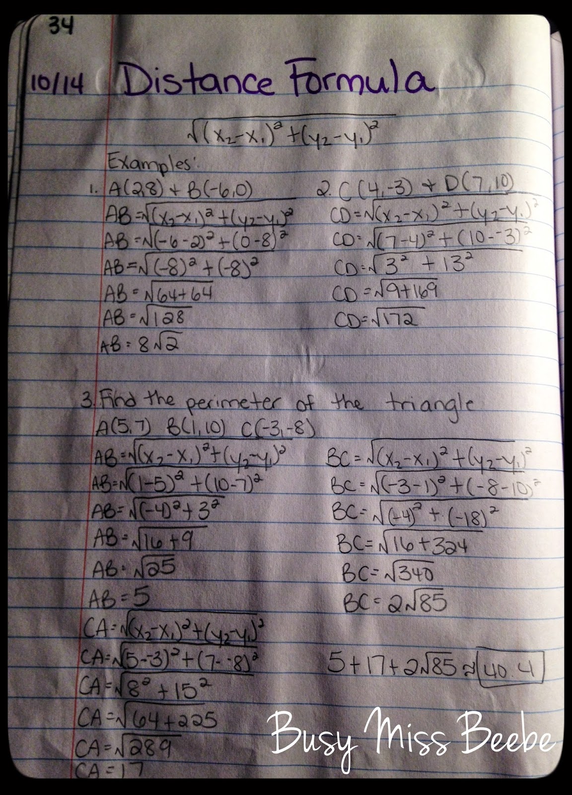 Busy Miss Beebe: 2014-2015 Geometry INB Unit 2 (Coordinate Geometry)