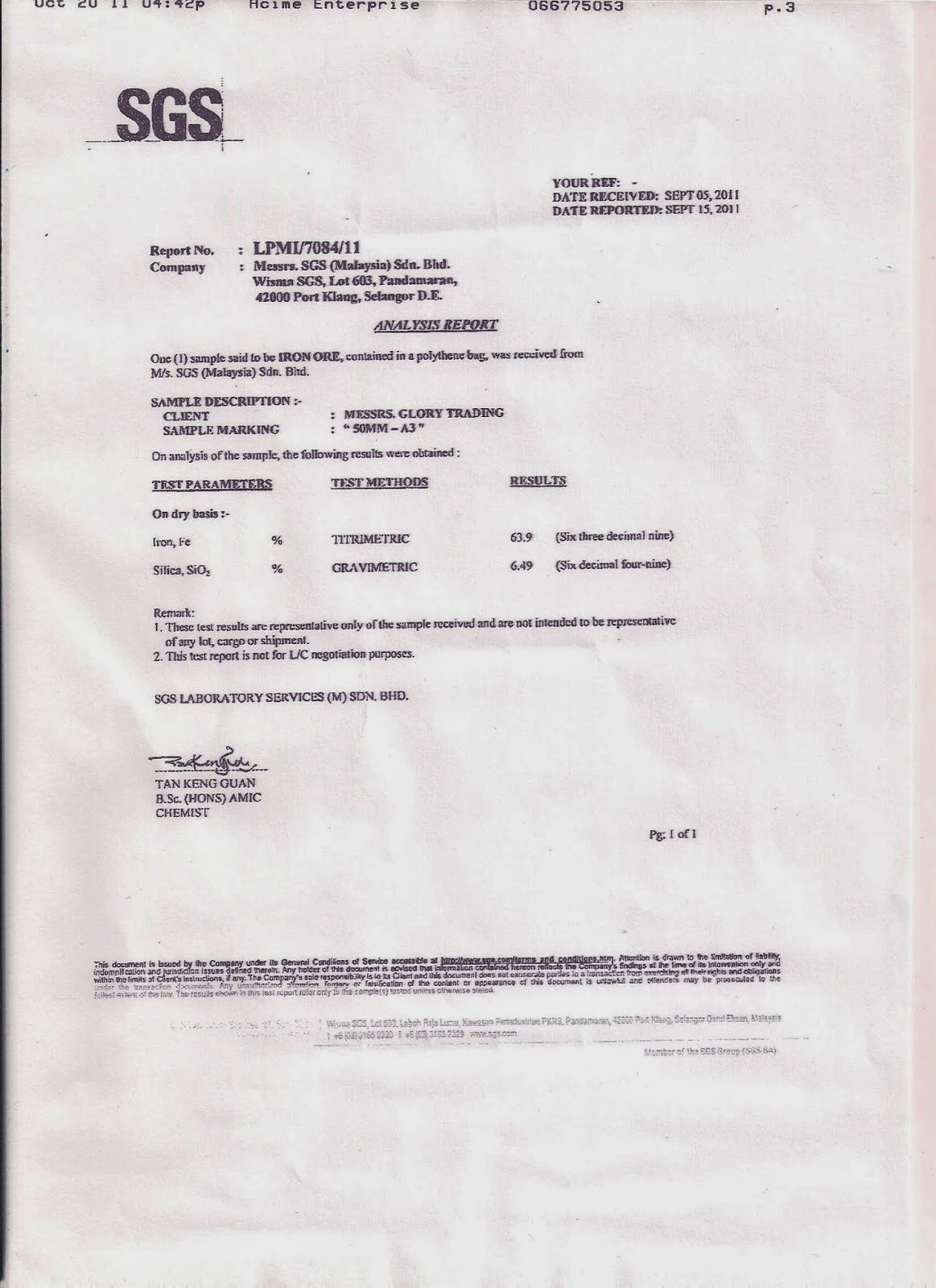 RATYH GLOBAL: SGS- DOCUMENTS