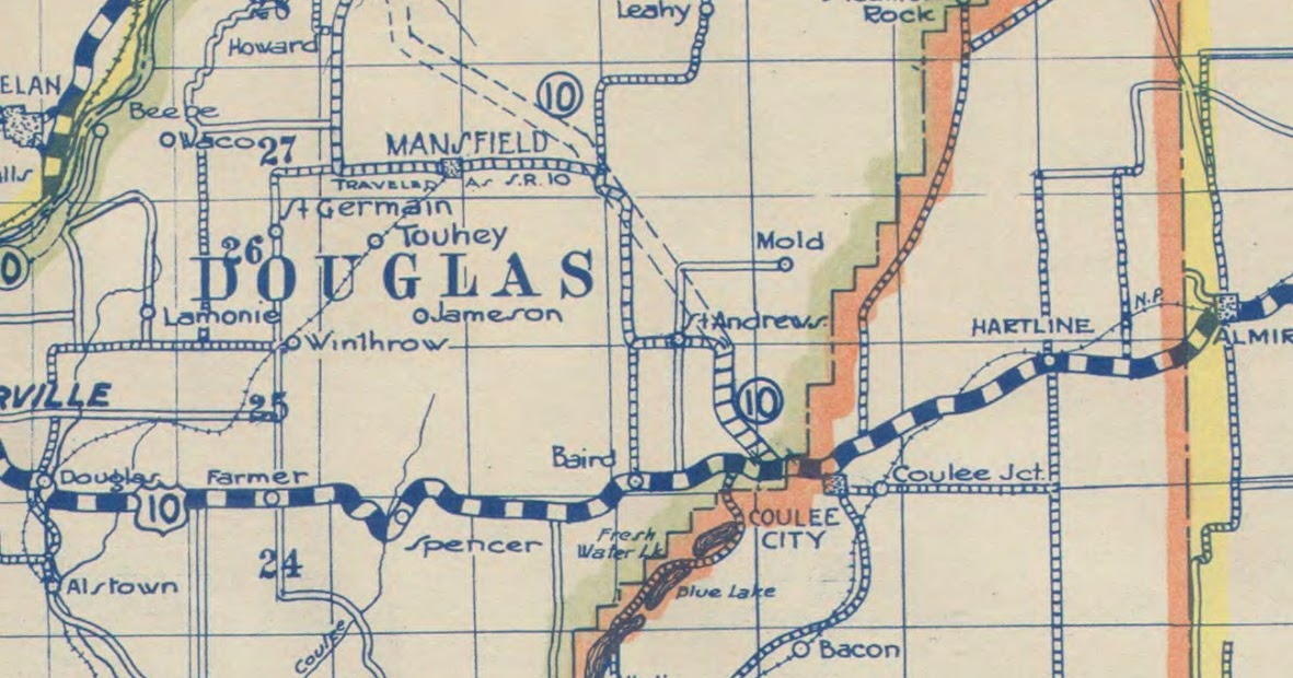 Big Bend Railroad History: 1933 Grant County Road Map
