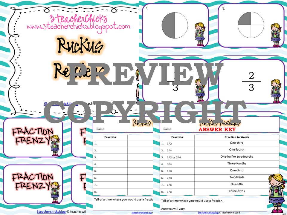 3 Teacher Chicks: Fraction Frenzy Pack-ed with Fun....A FREEBIE & a ...