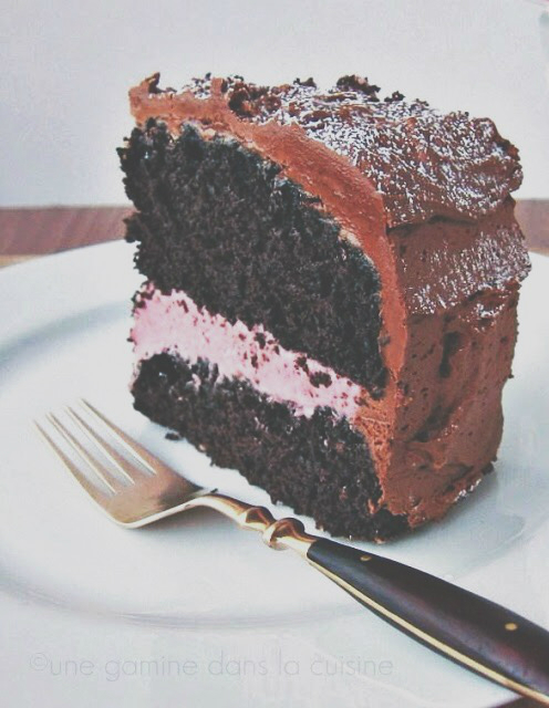 une gamine dans la cuisine: Chocolate Mocha Cake with Raspberry Cream ...