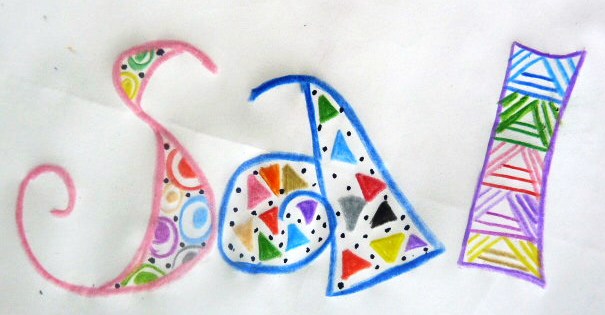 caligrafia, arte y diseño: Texturas con espirales en letras para niños