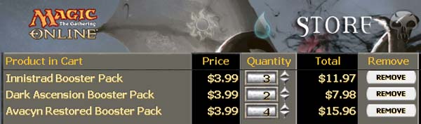 Magic the Gathering Adventures: Bought online packs and cards