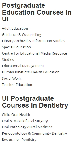 University Of Ibadan UI Masters, Postgraduate Programme Courses For ...