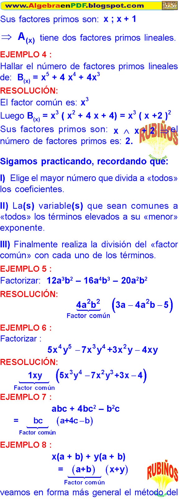 Factorizacion Por Factor Comun
