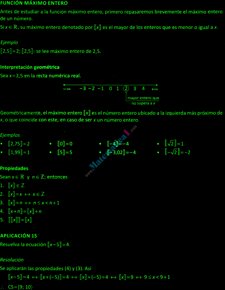 FUNCIÓN MÁXIMO ENTERO PROBLEMAS RESUELTOS