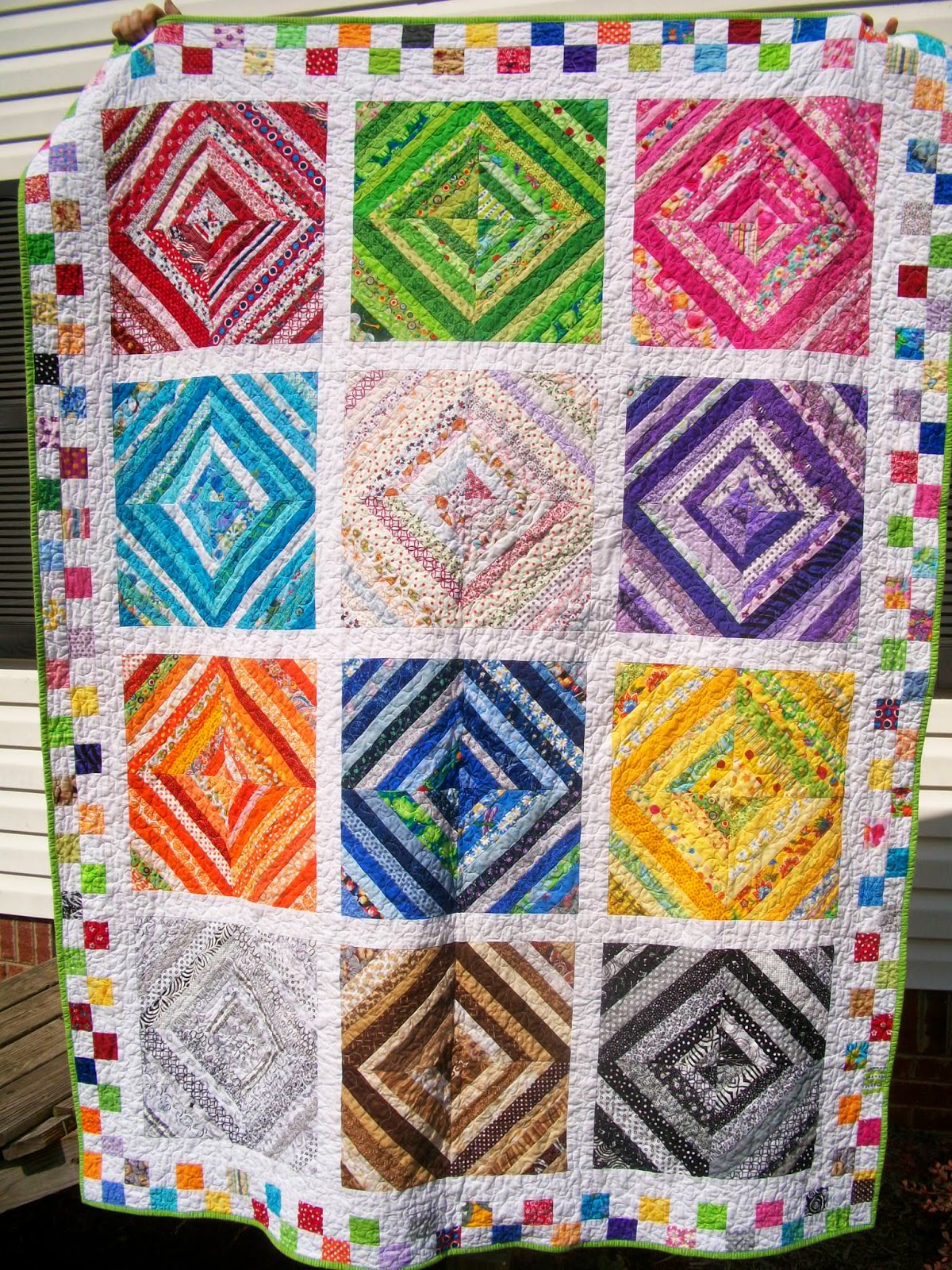 Sew Cook and Travel: 2014 RSC July, Rainbow String Quilt Finished